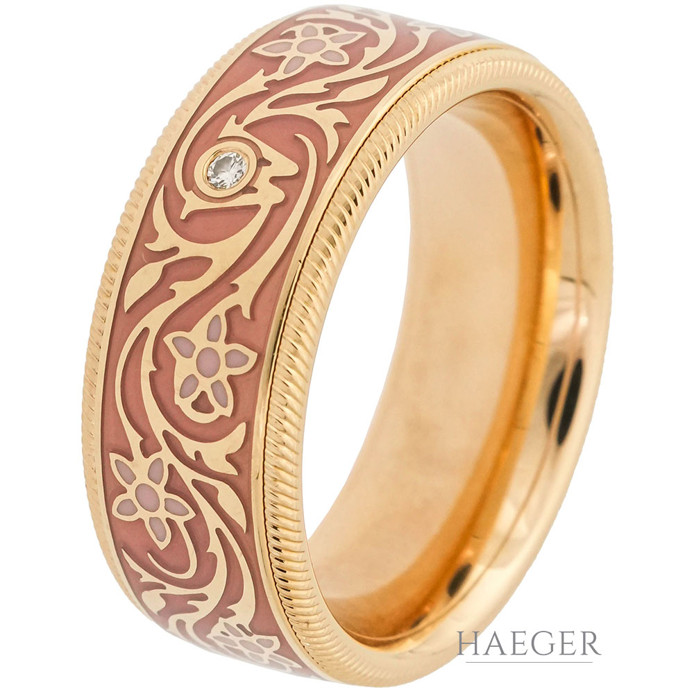 Wellendorff Ring Gelbgold 18 Karat mit Emaille und Diamanten