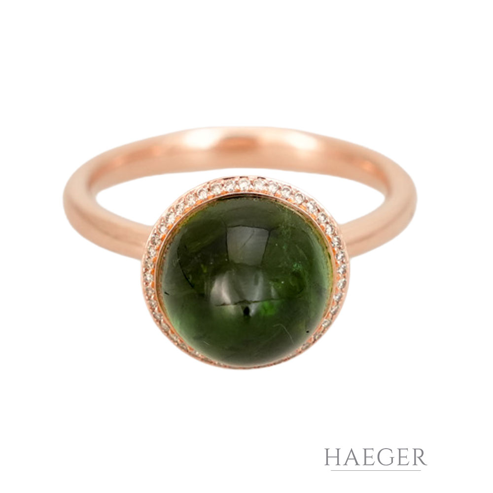 Herzog Loibner Ring mit Diamanten & Turmalin | Gr. 55 | 750/- Roségold